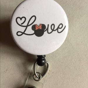 Accessories | Love Minnie Mouse Cute Id Badge Reel | Poshmark